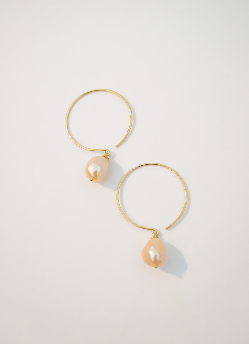 Fish Hook Hoops with Large Fresh water Baroque pearls – Beach Girl ...
